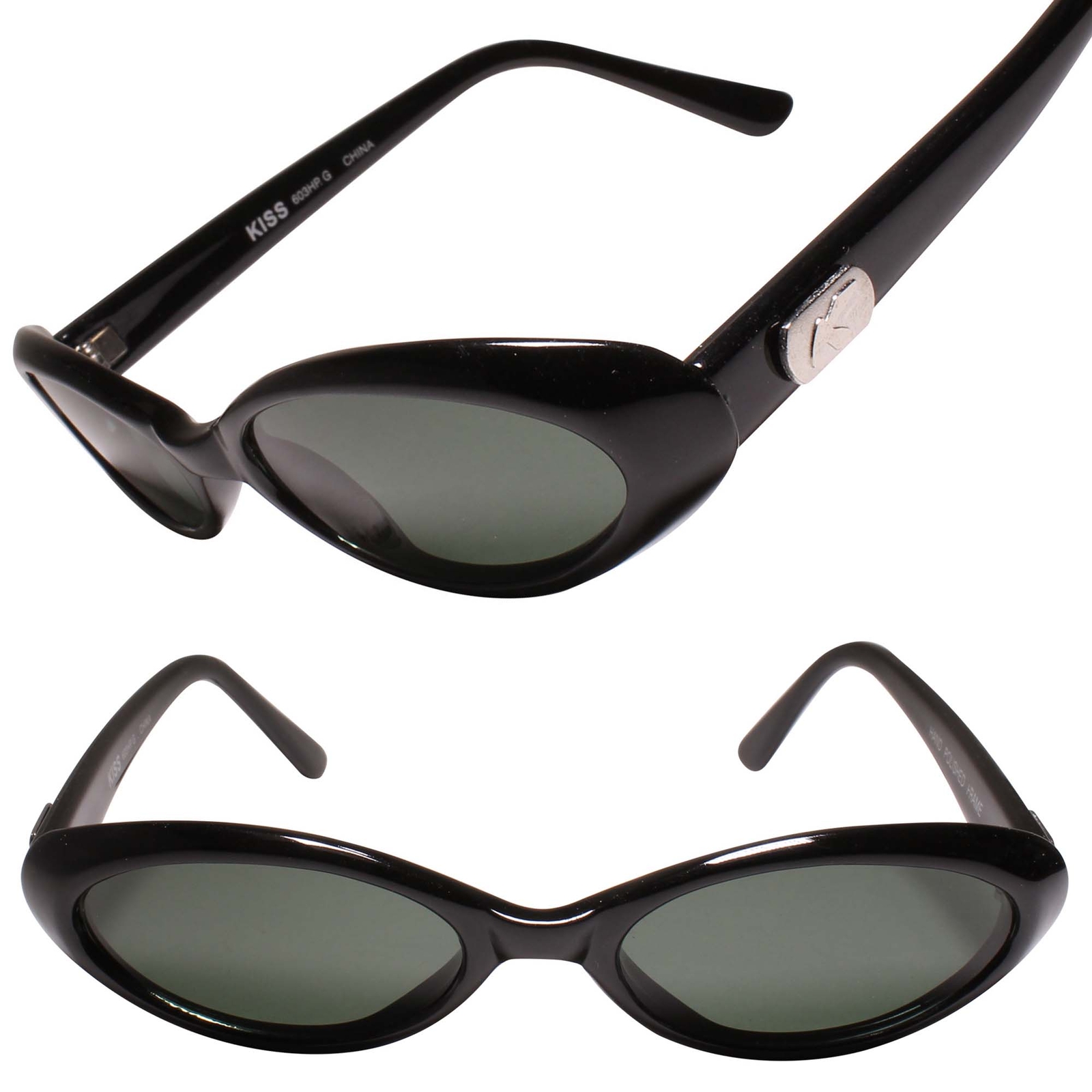 Genuine Vintage Retro Exotic Rockabilly Black 90s 80s Womens Cat Eye ...