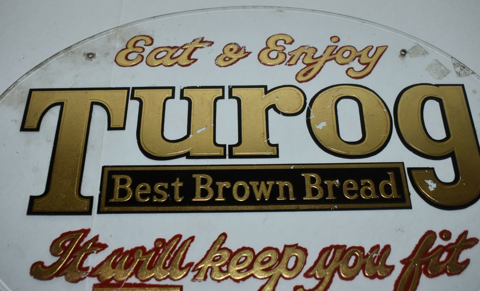 RARE VINTAGE Eat TUROG Best Brown Bread Reverse Painted Glass ...