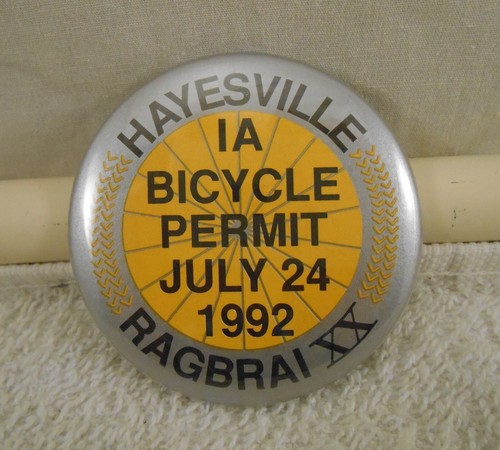 Vintage RAGBRAI XX 1992 Hayesville Iowa Button Pin | eBay