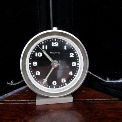 Vtg small Art Deco style Round Mauthe Alarm Clock Germany 2.75"h x 2 ...