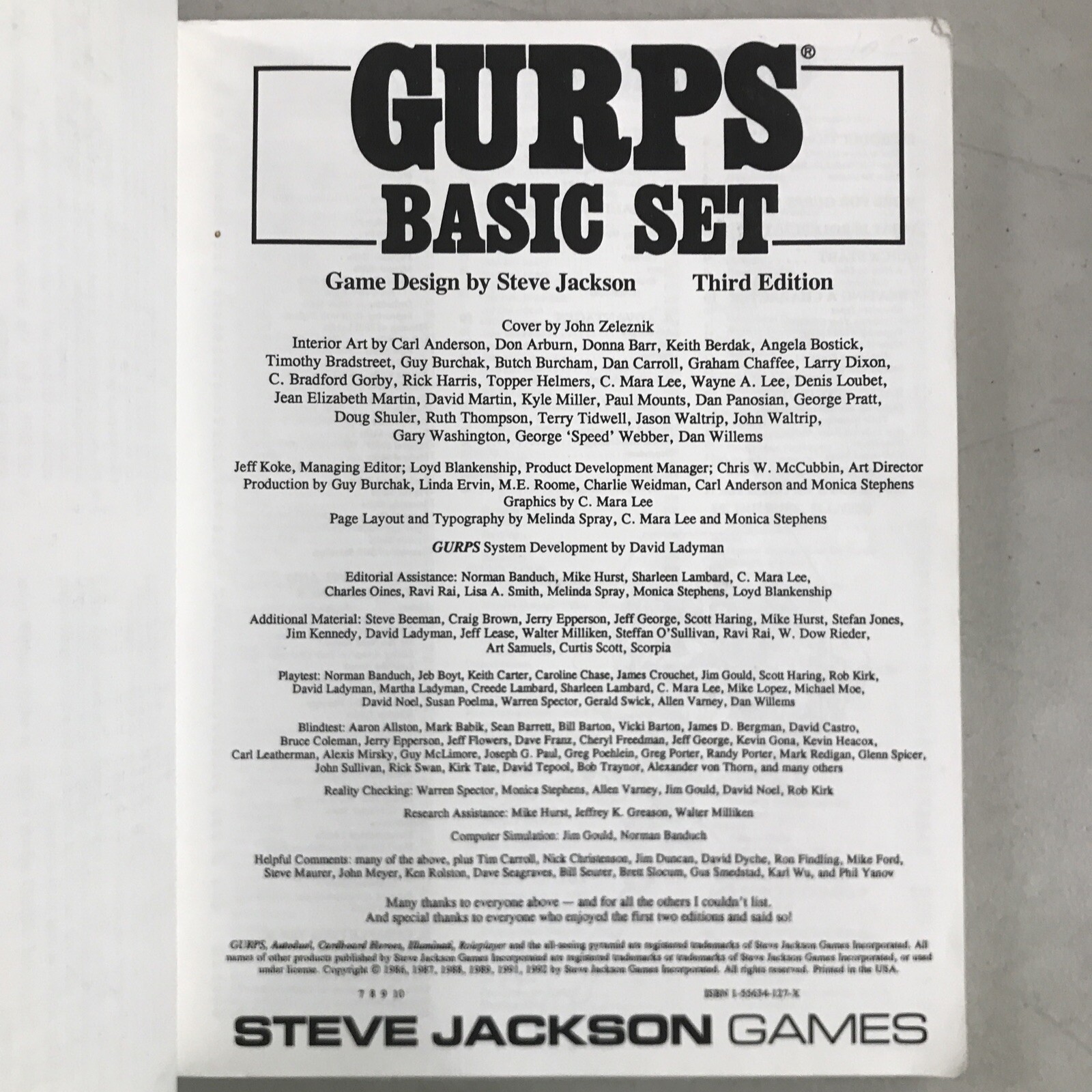 GURPS Basic Set Third Edition Rulebook 1992 Steve Jackson Games RPG | eBay