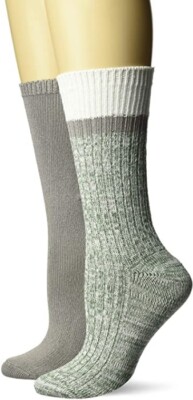 Steven by Steve Madden 2 Pairs Slub Yarn Boot Socks, Gray/Green, Sz 5 ...
