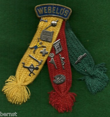 VINTAGE BOY SCOUT - CUB WEBELOS COLORS - CURVED TOP WITH 12 PINS | eBay UK