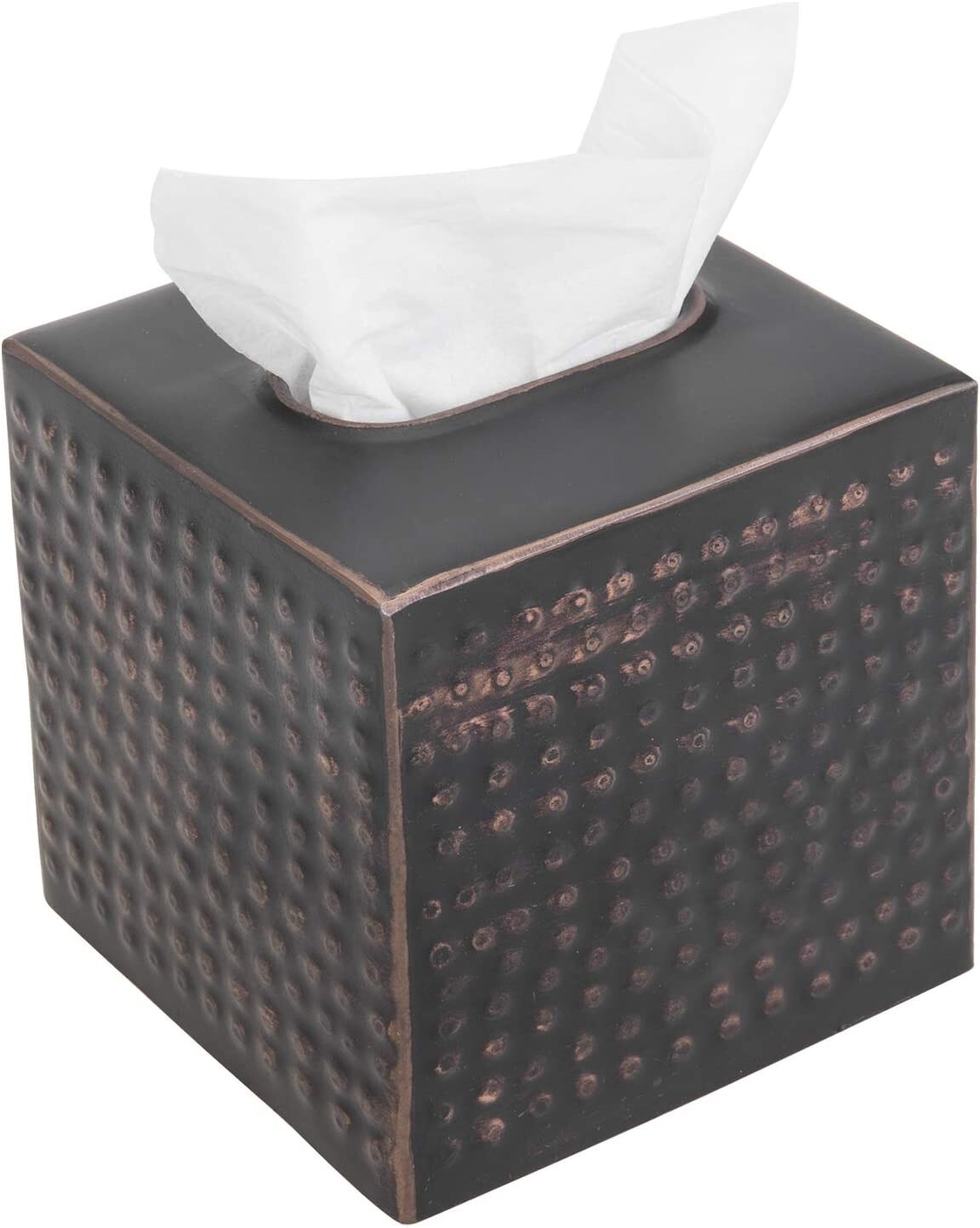 Tissue Holder with Open Bottom, Brushed Bronze Hammered Metal Tissue ...