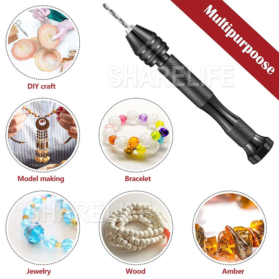 49PCS Mini hand drill Vise Hand Bits Twist Woodworking Set Precision ...