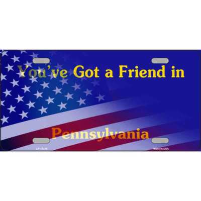 Pennsylvania with American Flag Novelty Metal License Plate Tag LP ...
