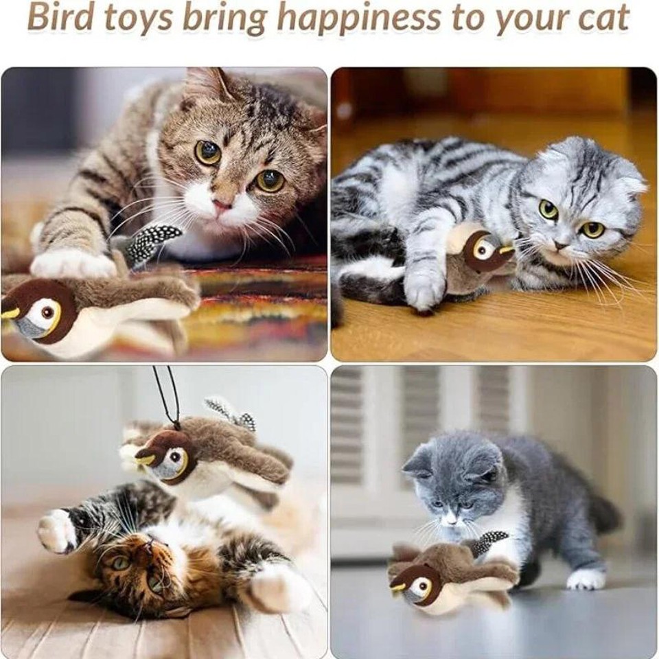 USB Interactive Flying Bird Cat Toys Electronic Pet Simulation Sparrow ...