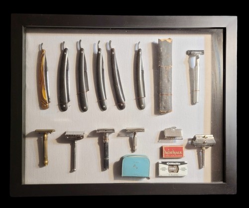 Antique Safety Straight Razors Collection Lot Barber Shop Art Shadow ...