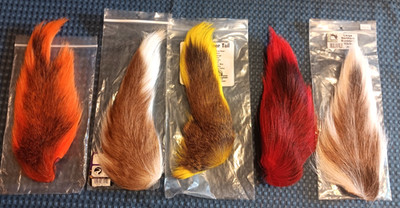 BUCKTAIL, LOT OF 5 LARGE BUCKTAILS, ASSORTED COLORS, FLY TYING, LOW ...