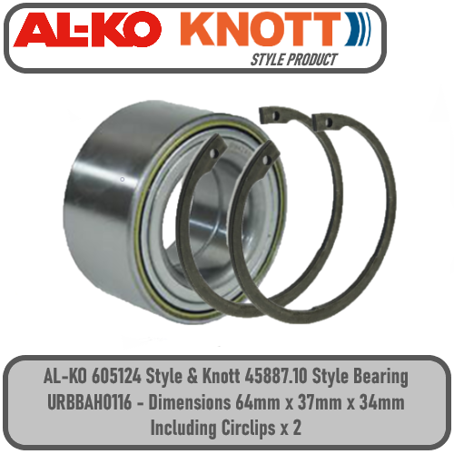 Trailer Wheel Bearing Triple Seal Knott 45887.10 ALKO 605124 64X37X34MM ...