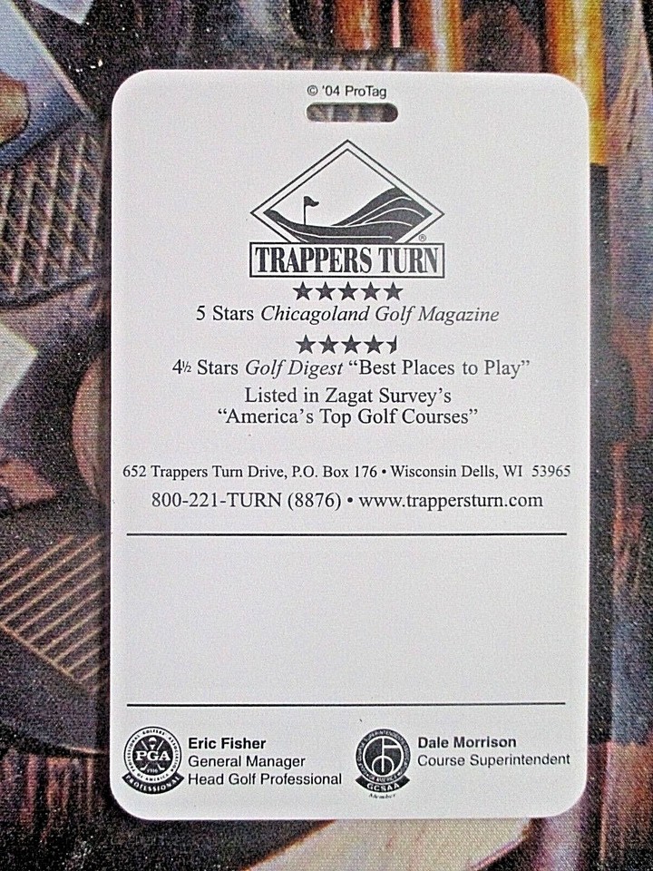 vtg - PGA Golf Bag Tag - TRAPPERS TURN GOLF CLUB gc - 2004 - Wisconsin ...
