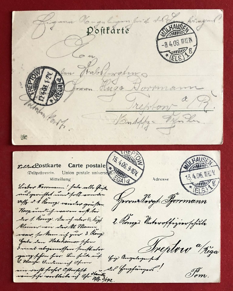 2 x Postcard Mulhouse in Alsace 1906/08 Neuquartierplatz and Neues ...
