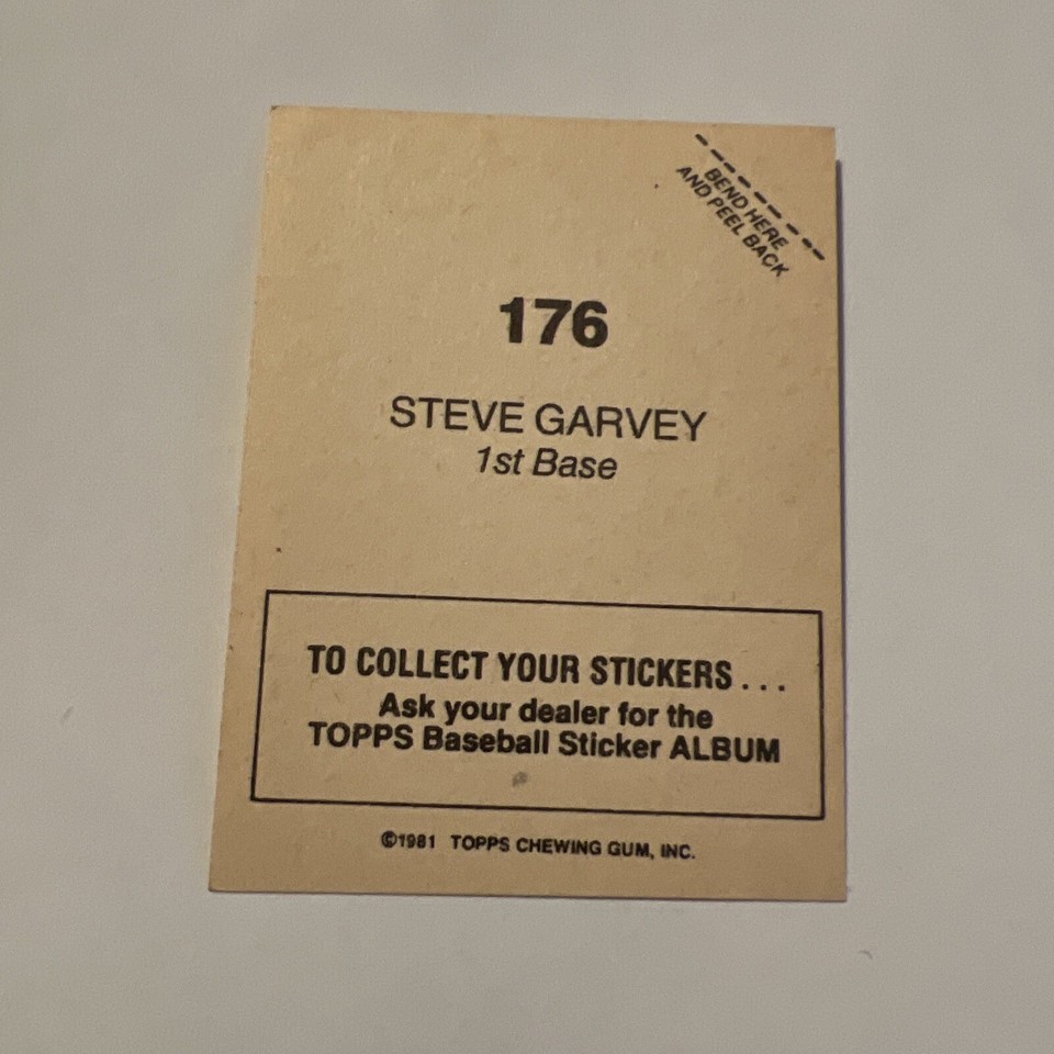 STEVE GARVEY - 1981 - TOPPS STICKERS - #176 | eBay