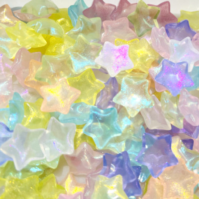 100PCS Resin Glitter Star 22mm for Headdress Accessories DIY Cup Shoes ...