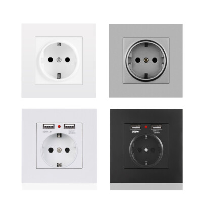 220V Wall Socket Electrical Power Outlet EU Plug with 2x2.1A USB ...