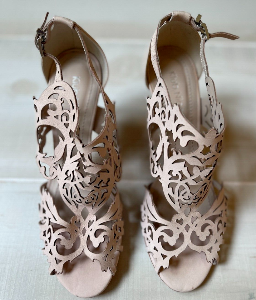Klub Nico cutout open toe beige leather heels shoes size 7M women's ...