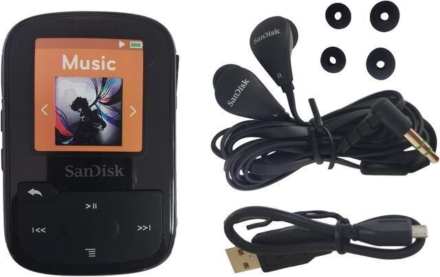 SanDisk Sansa Clip Sport Plus Black 16GB MP3 Bluetooth Player FM Radio ...