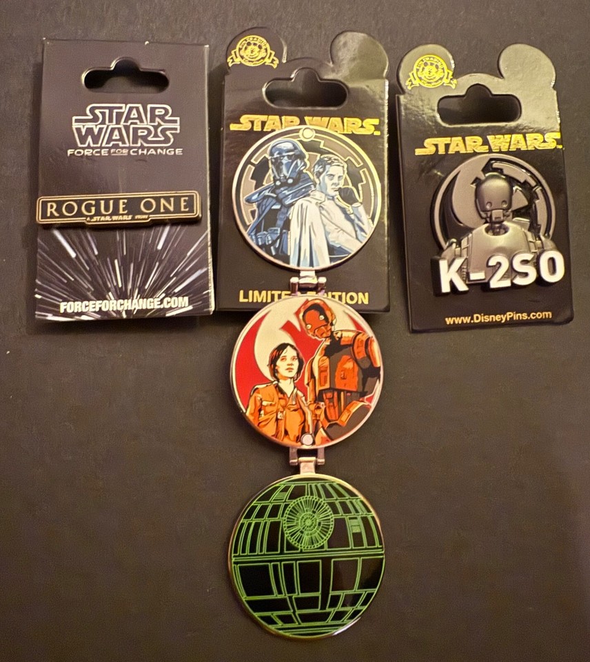 (3) STAR WARS DISNEY PARK PINS ROGUE ONE K-2S0, DEATH STAR, JYN ERSO | eBay