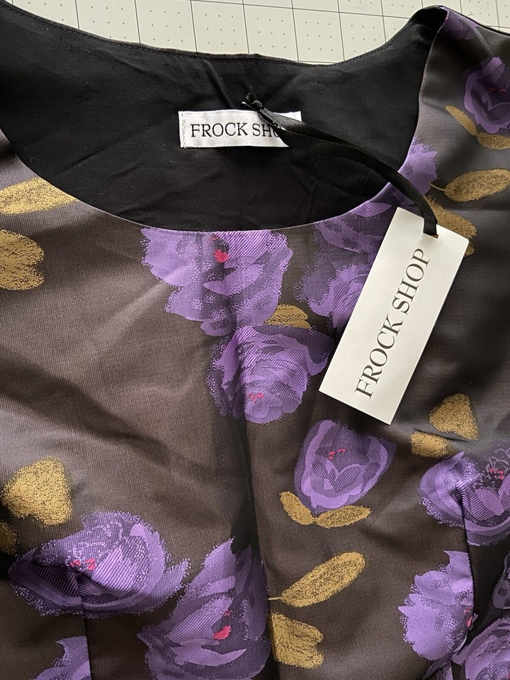 SAMPLE SALE S FROCK SHOP Purple Jacquard Roses Retro Fit'n'Flare Dress ...
