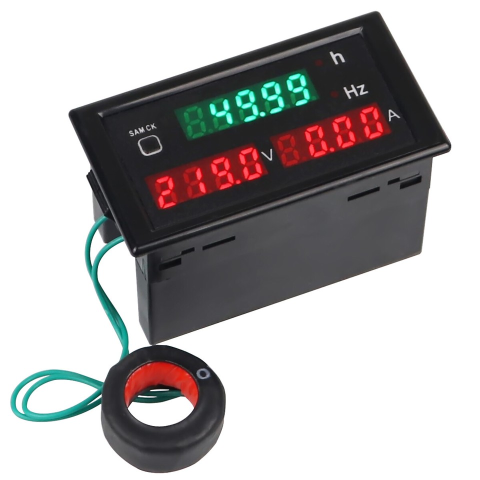 AC 80-300V 100A 45-65Hz Digital Voltmeter Frequency Volt Amp Time Panel ...