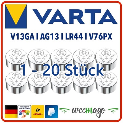 Varta V13GA 13GA AG13 LR44 V76PX LR44 Knopfzellen Batterien Bulkware 1 ...