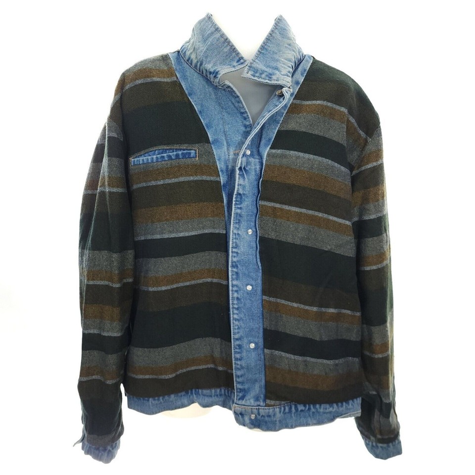 VTG Wrangler Hero Flannel Blanket Lined Mens 2XLT Denim Jean Jacket ...