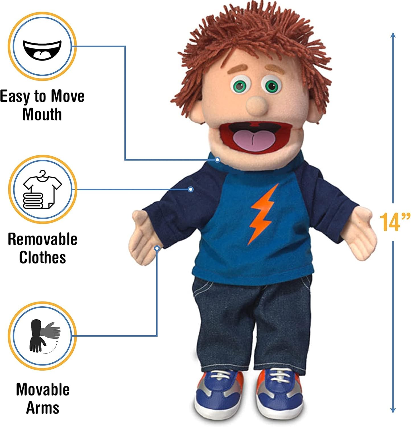 Silly Puppets 14" Tommy Peach Boy Hand Puppet Cartoon Fabric Toy | eBay UK