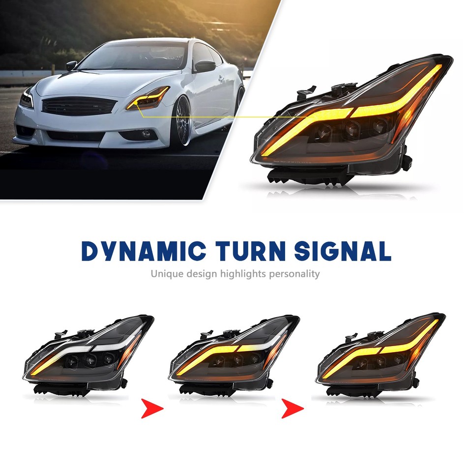 HC LED Head Light For Infiniti G37 Q60 2008-2015 2Dr Coupe Projector w ...