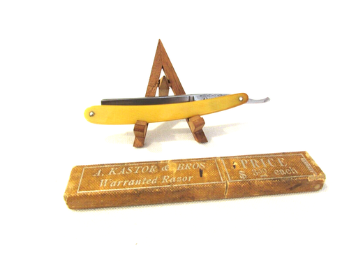 Vintage O.B.M. A.Kastor & Bros NY Bakelite Scales Straight Razor ...