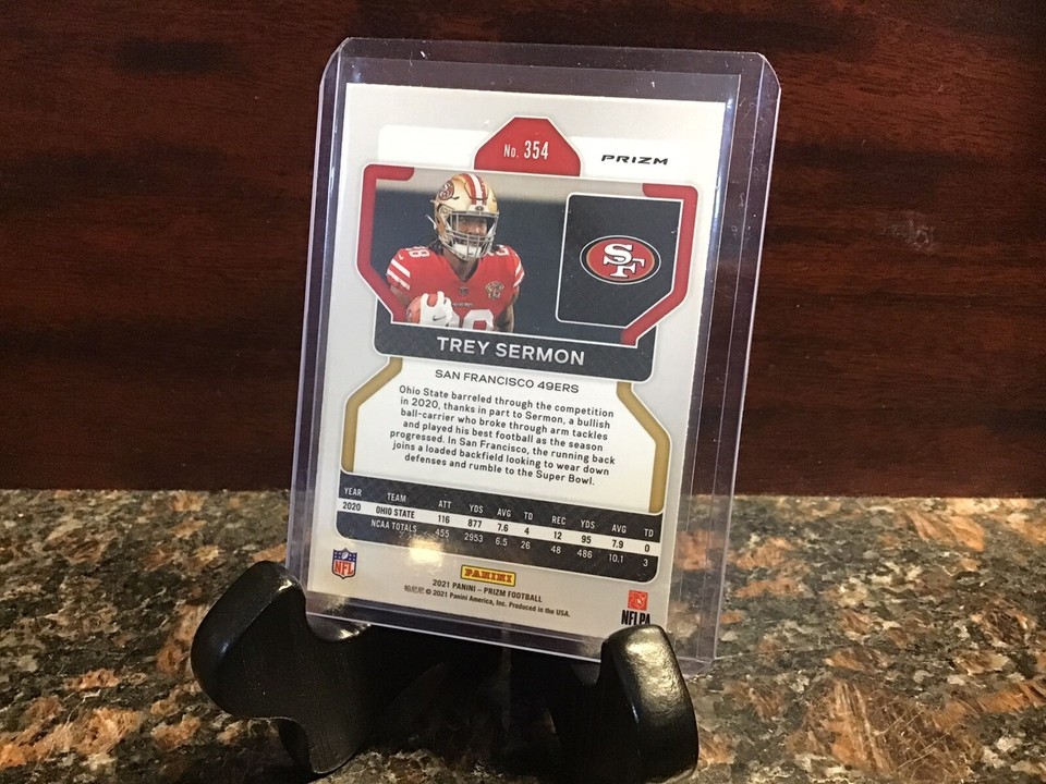 Trey Sermon Pink RC 2021 Prizm Football #354 Rookie Mega Exclusive ...