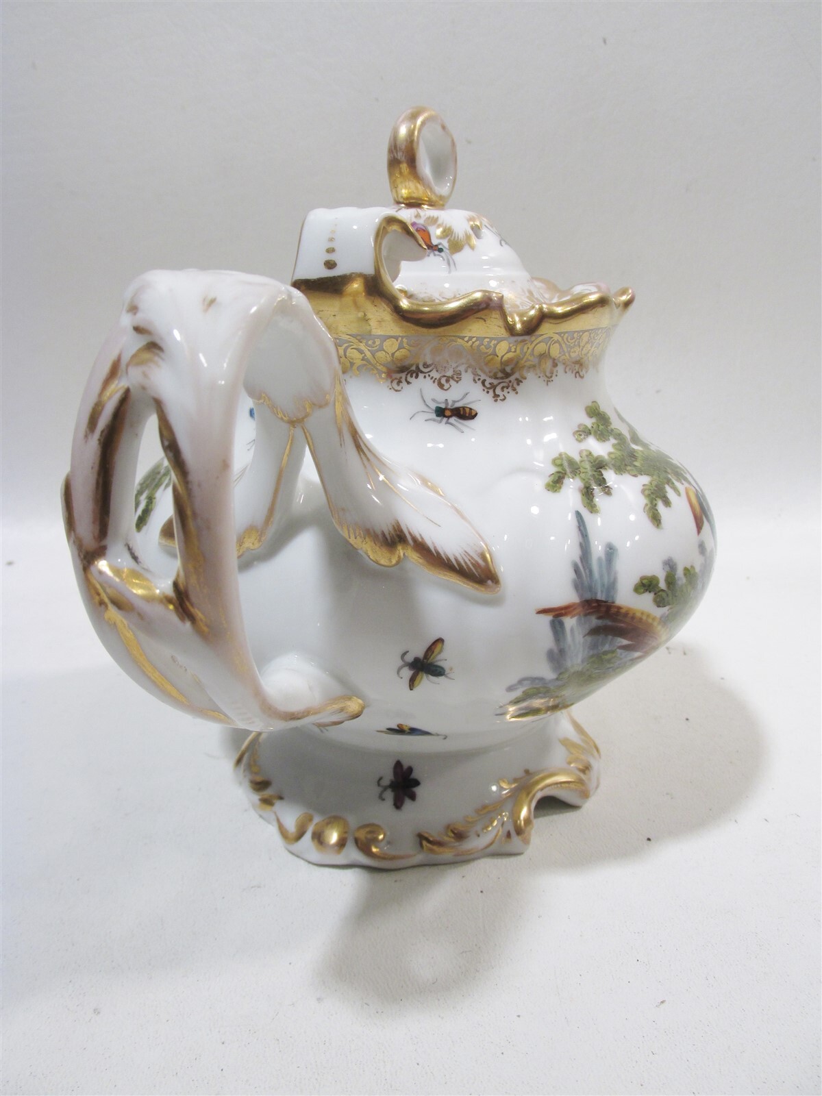 Hand Painted Richard Klemm Dresden Birds of Paradise Teapot Insects ...