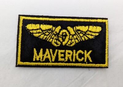 Maverick Gold Metallic Crest Emblem Embroidered Iron On Patch 2x1 ...