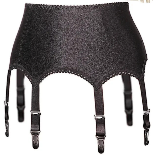 Suspender Belt, High Waisted 6 Strap 3 Clasp Black Belt With 19mm Metal ...