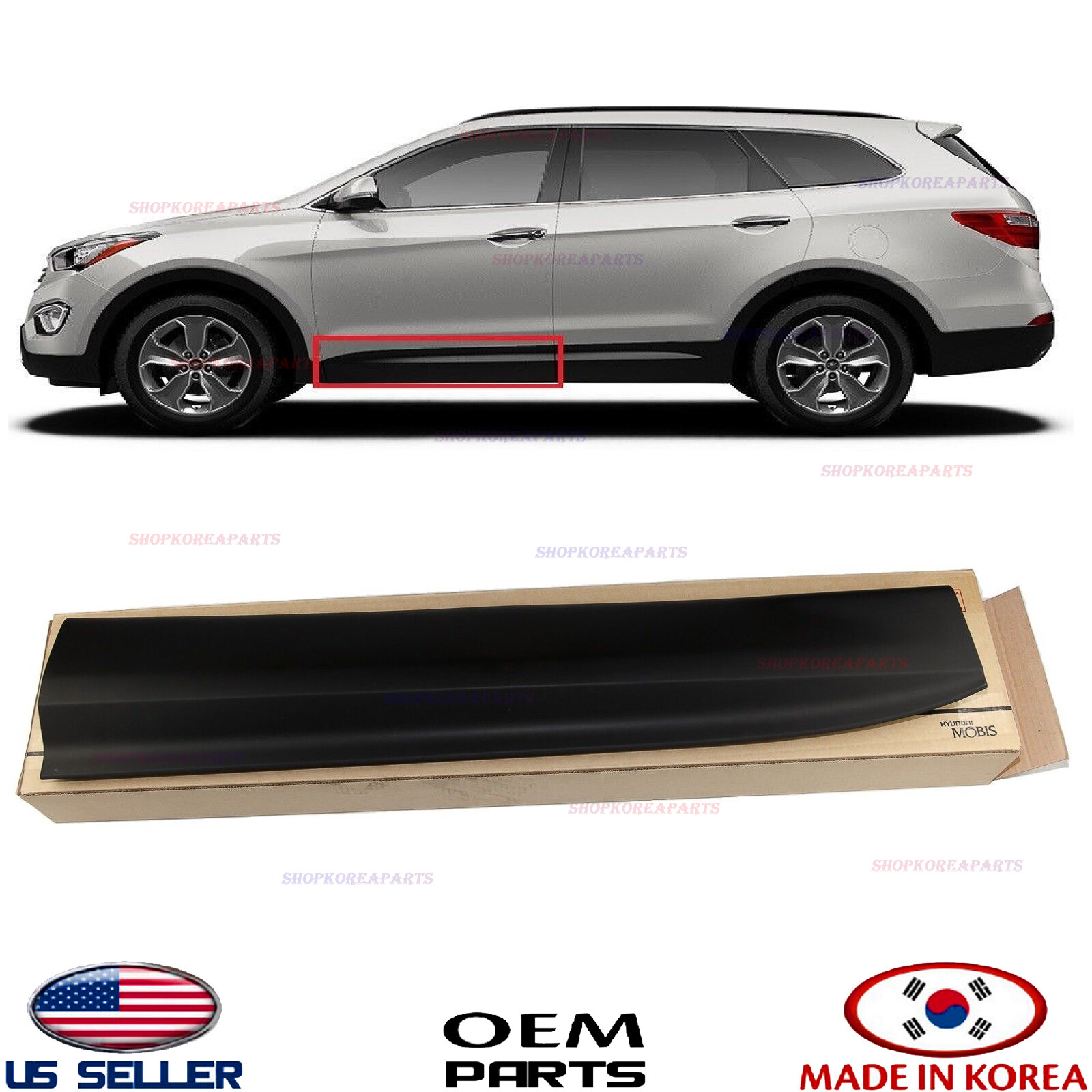Genuine Front Door Lower Molding Left Driver Side OEM Hyundai Santa Fe ...