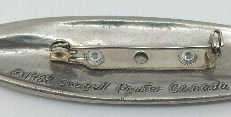 Seagull Pewter Metal Oval Bar Brooch Pin 1988 Made In Canada Signed ...