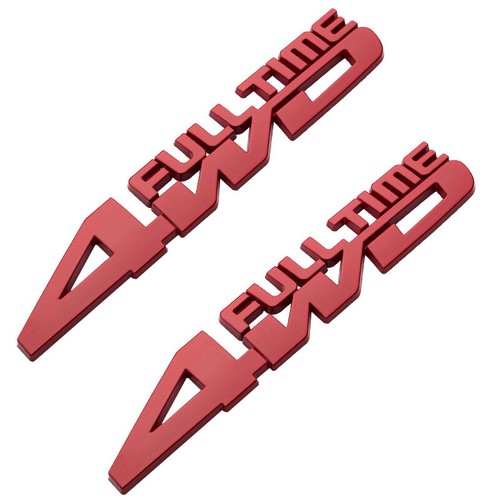 2Pcs Metal Red 4WD FULL TIME 4X4 Car Fender Trunk Emblem Badge Decal ...