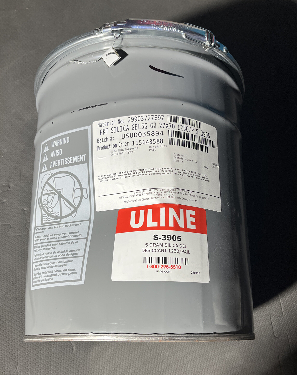 () Uline Silica Gel Desiccants S-3905 - Gram Size 5 5 Gallon Pail for sale online | eBay