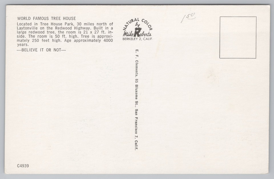 State View~Piercy California~World Famous Tree House~Vintage Postcard ...