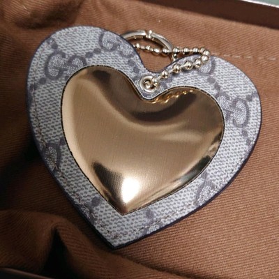 Gucci Heart Shape GG Monogram Keychain Keyring Bag Charm Brown Italy ...