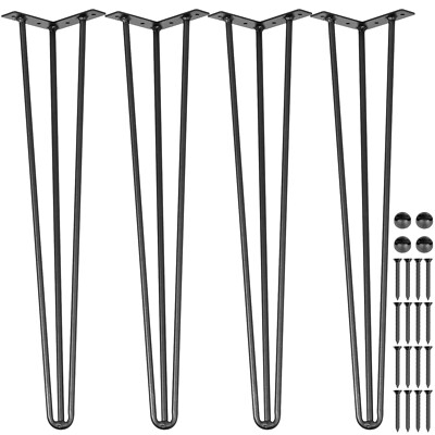 VEVOR 4 x Hairpin Legs Hair Pin Legs Set for Furniture Bench Desk Table ...