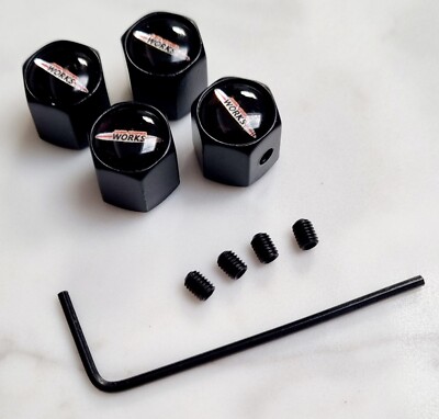 Mini JCW Black Metal Tyre Valve Dust Wheel Caps John Cooper Works S ...