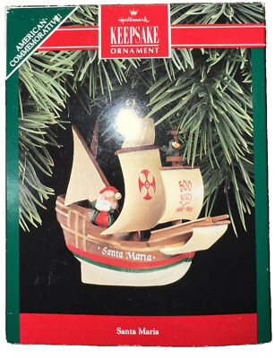 Hallmark Keepsake Santa Maria Ship Christopher Columbus 1992 Christmas ...