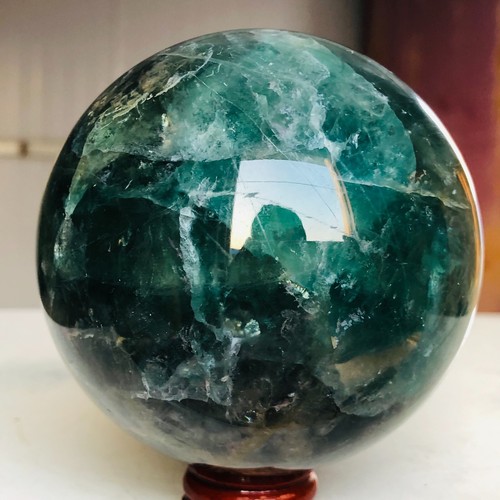 1250g Natural Green Fluorite Quartz Crystal Sphere Mineral specimen ...