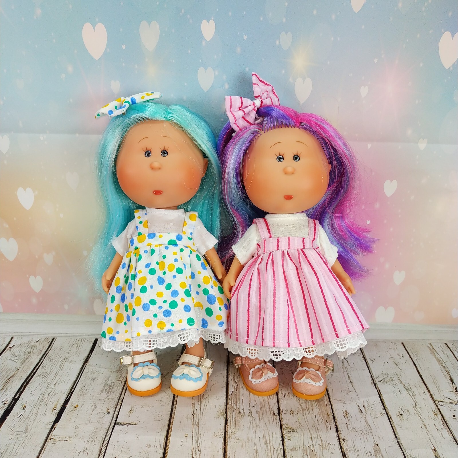 Dress Shoes for doll Mia 9'' Flower Pink Blue Polka Dots | eBay