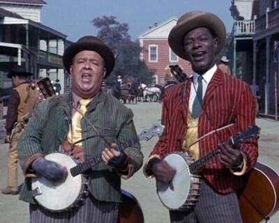 Cat Ballou 1965 Nat King Cole & Stubby Kaye play banjos in street 5x7 ...