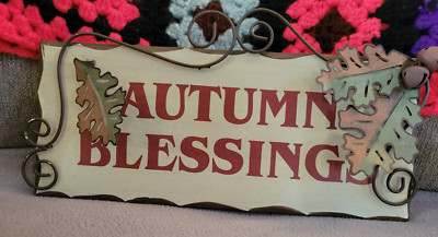 Decorative Wood Sign "Autumn Blessing" 13x7 inches Fall Themed U01P | eBay