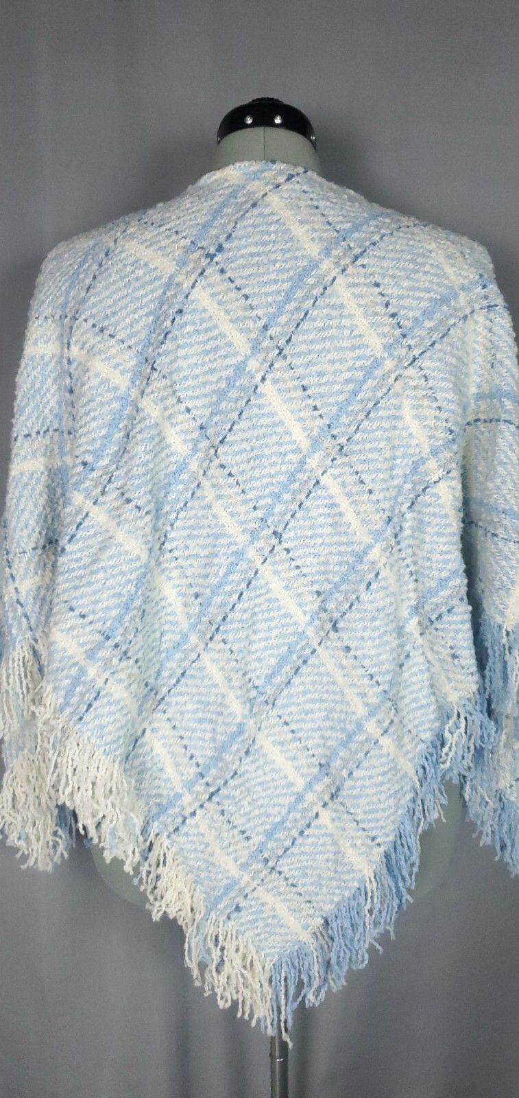 Vtg Boyne Valley Weavers Poncho Cape Blue Wool Alpaca Irish Cottagecore ...