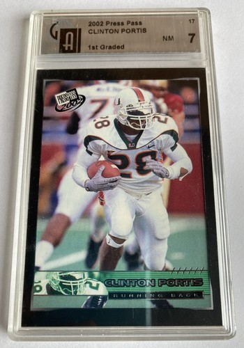 Graded 7 2002 Press Pass #17 Clinton Portis Rookie Miami Hurricanes | eBay