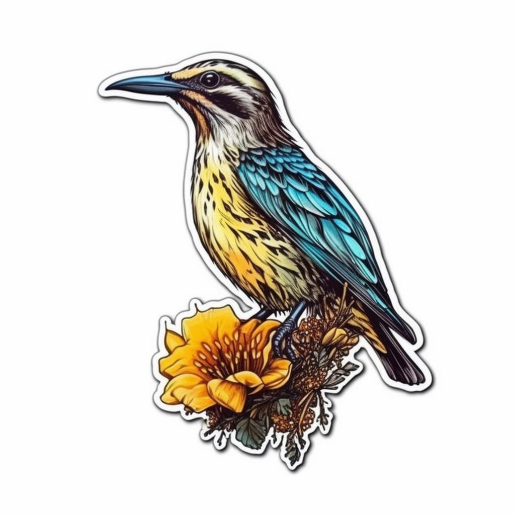 Montana Western Meadowlark bird Bitterroot flower Vinyl Decal Sticker ...