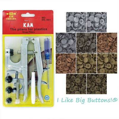 KAM Snaps Kit/Pliers/Awl - 100 Metallic Starter Size 20/T5 Plastic No ...